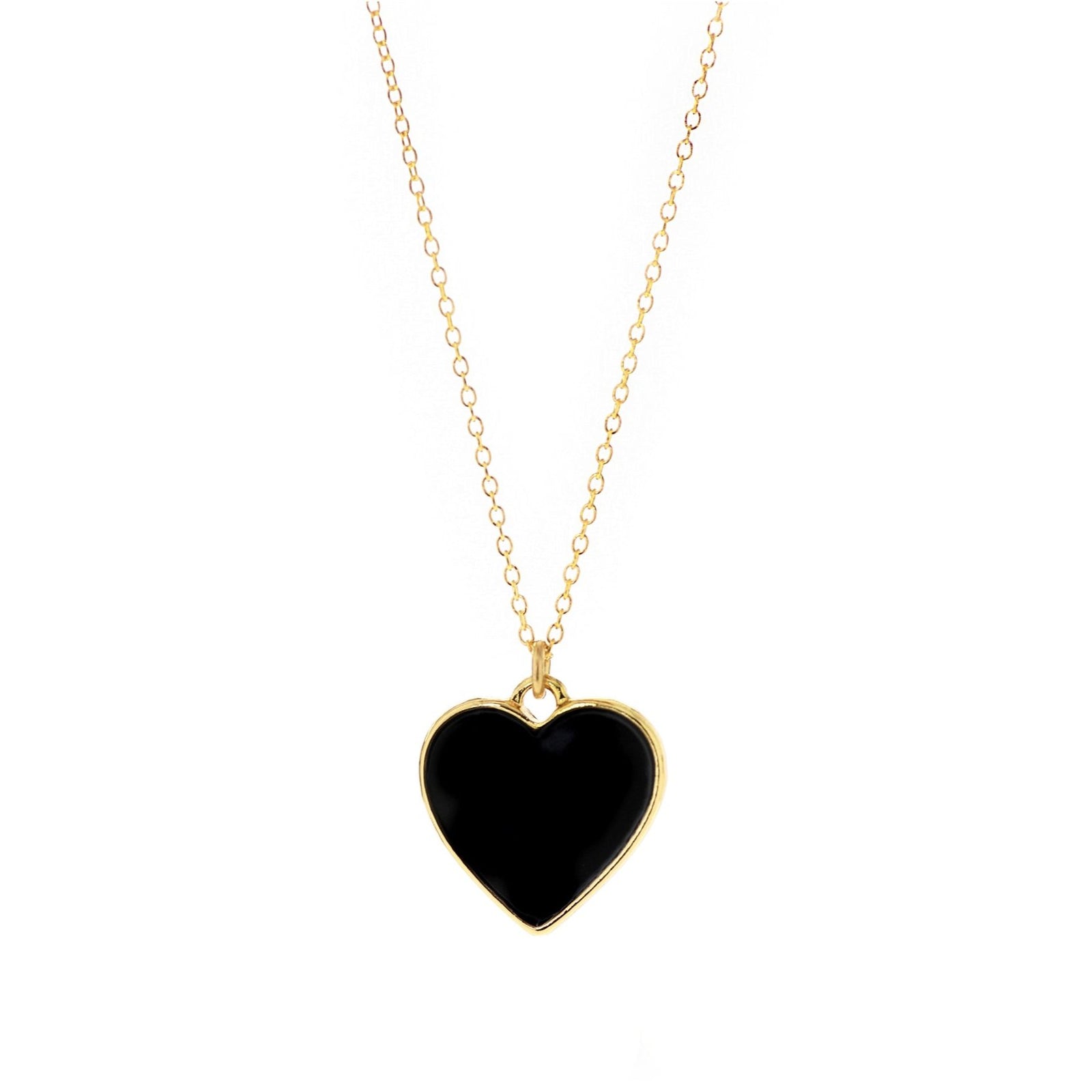 Black Enamel Heart Necklace Becket and Quill
